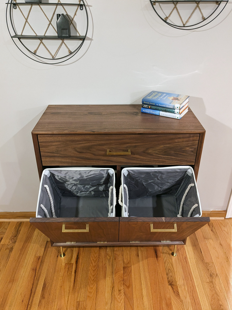 Custom Walnut Tilt Out Laundry Hamper - stevenbrogers